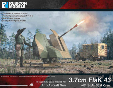 Rubicon Models 3.7cm FlaK 43 with SdAh 58 Trailer and Crew (1:56th sca ...